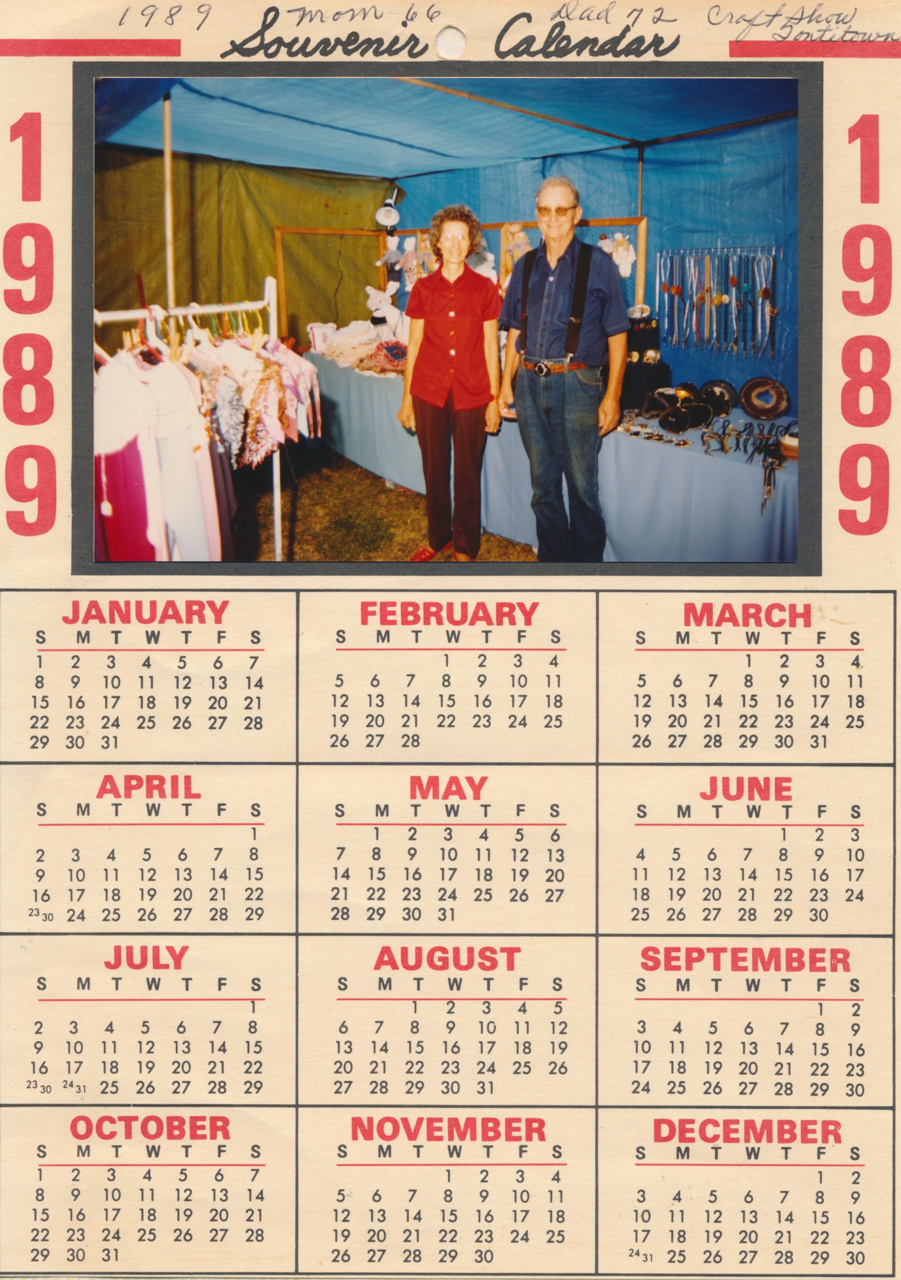 1989 Souvenir Calendar – Wilson Family Album