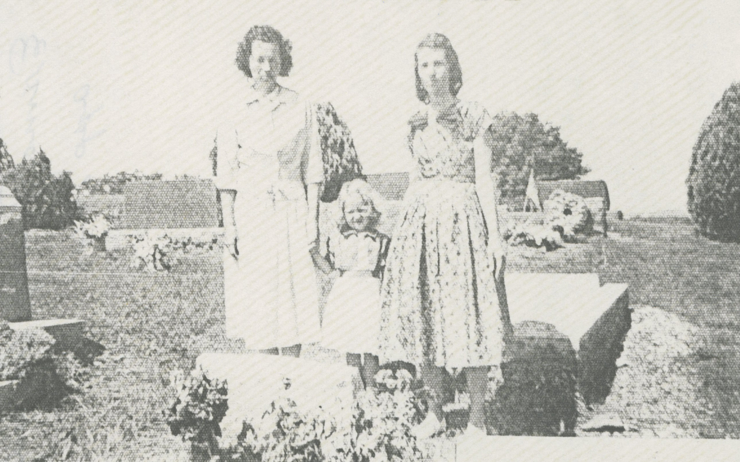 Erma, Judy and Ada at cemetery – Wilson Family Album