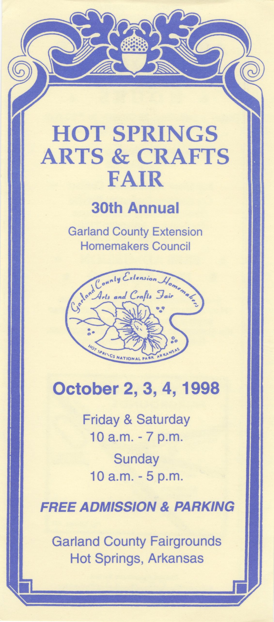 Hot Springs Arts & Crafts Fair Invitation – Wilson Family Album